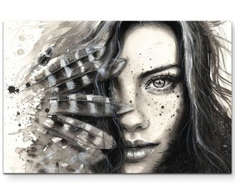 Paul Sinus Art Leinwandbilder | Bilder Leinwand 120x80cm Portrait Frau - Wasserfarben