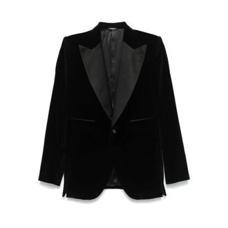 Dolce & Gabbana Schwarze Samtjacke Peak Revers - - Jackets - Herren - Schwarzk - L