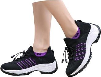 Generic Chaussures de marche respirantes décontractées et légères à enfiler pour femme - En maille - Soutien de la voûte plantaire - Baskets de course à pied 