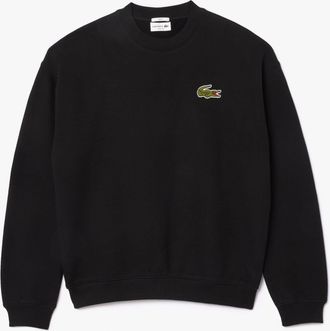 Lacoste Accent Sweatshirt f&uuml;r Herren/Damen Unisex Fleece lose Passform (Schwarz)