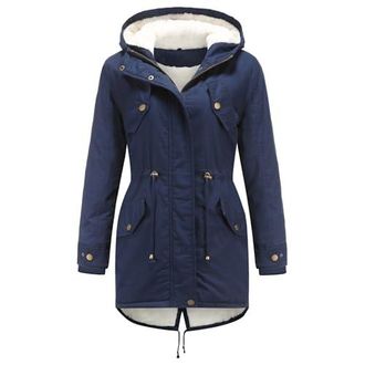 Generic Parka dhiver pour femme avec capuche - Isolation thermique - Rembourrée - Coupe-vent - Coupe ample - Doublure moelleuse - Taille S à 5XL, bleu marine,