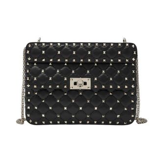 Valentino Garavani Sac bandouli&egrave;re moyen Rockstud Spike - Femme - Sacs - Noir - Taille: ONE Size