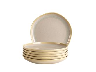 Mäser Serie Cordelia, Desserteller Set für 6 Personen aus hochwertigem Steinzeug, 6-teiliges Tafelservice, unregelmäßige Geschirr Formen; Steinzeug, Sand