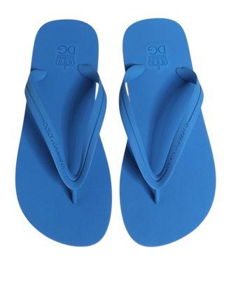 Dolce & Gabbana Mens Logo-Embroidered Rubber Slide Sandal Blue