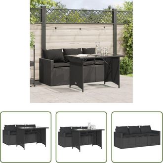 vidaXL vidaXL Gartenstuhl - 2-tlg. Garten-Essgruppe mit Kissen Schwarz Poly Rattan