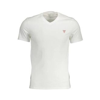 Guess Homme, Tops, Blanc, Taille: 2XL T-shirt blanc &eacute;l&eacute;gant &agrave; col en V