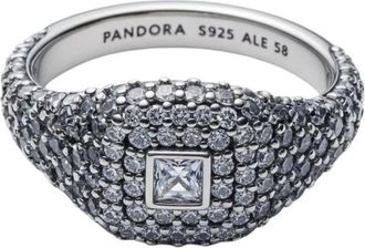 Pandora Pav&eacute; Square Cocktail Ring - - Accessories - Damen - Grau - 58 MM
