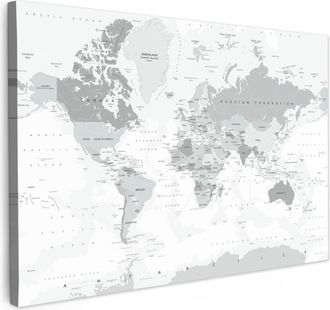 MuchoWow © Wandbilder Groß 120x80 cm XXL Schlafzimmer Home Deko Wohnung Bild Wohnzimmer Fotoleinwand Wand Bilder Leinwand Wall Decor Weltkarte - Landkarte Welt