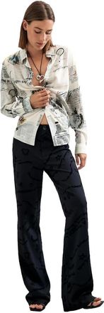 Desigual lange Hose mit Print in Schwarz