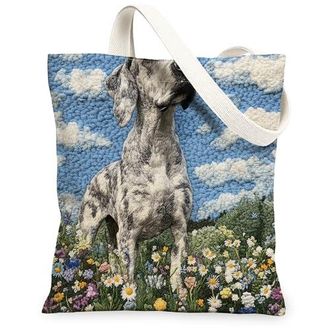 Generic Sac fourre-tout en toile motif dogue allemand pour le shopping, 33 x 38,1 cm, sac d&eacute;picerie r&eacute;utilisable pour femme, sac d&eacute;picerie amusant pour animal