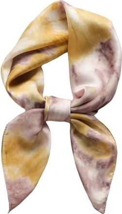 Alexis Leroy Foulard Femme 100% Polyester Simili-Soie 70x70cm Carré Tie-Dye Multifonction Col/Tête/Sac Jaune Clair