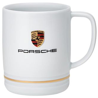 Porsche Design Kleine Porzellantasse Porsche, Wei&szlig;, mit Wappen und goldfarbenem Rand, 0,25 Liter
