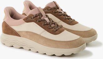Geox Baskets compens&eacute;es en cuir m&eacute;lang&eacute;