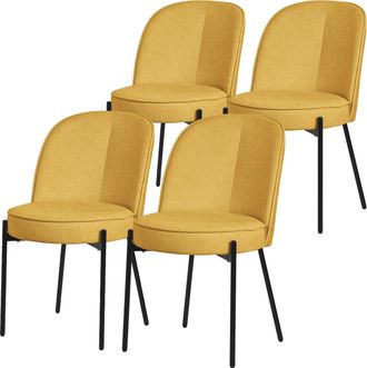ML Design ML-Design Esszimmerstühle 4er Set Senf, Küchenstühle mit Stoffbezug und Metallbeinen, Wohnzimmerstuhl mit Rückenlehne, Polsterstühle für Esszimmer & K