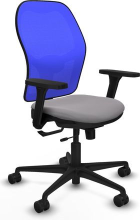 Piqueras y Crespo Sessel f&uuml;r die Arbeit zu Hause mit 3D-Armen, h&ouml;henverstellbare Lendenwirbelst&uuml;tze, ausgestattet mit Syncro/Traslack und injiziertem Schaum, Blau/Grau