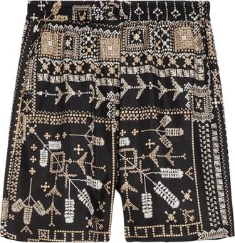 Momoni Femme, Shorts, Multicolore, Taille: 40 FR Shorts elastico in vita in twill di seta stampata