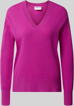 Jake*s Casual Pullover aus Wolle mit V-Ausschnitt