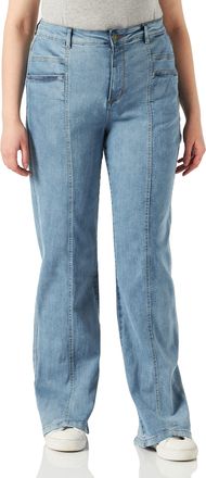 Urban Classics Damen Hose Ladies High Waist Straight Slit Denim Pants tintedlightbluewashed 29