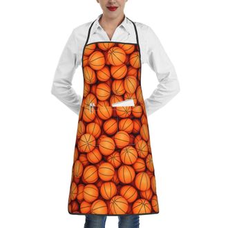 Generic Basketball Orange Print K&ouml;che Sch&uuml;rze Langlebige Sch&uuml;rze Maschinenwaschbar Arbeitssch&uuml;rzen F&uuml;r Backen Gartenarbeit Caf&eacute; 52X72cm