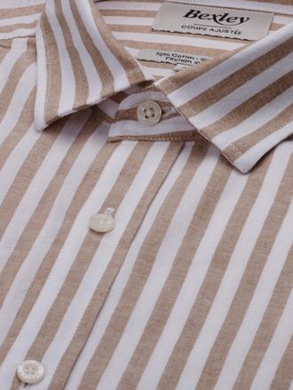 Bexley Simonin - Chemise homme camel et blanc