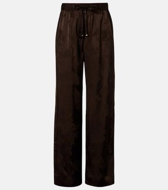 Ganni Pantalon large en satin jacquard