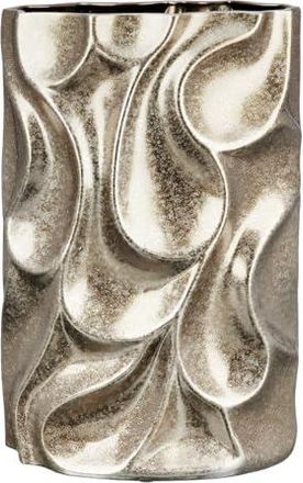 Gilde Deko Keramik Vase Blumenvase - wasserdicht Europäische Herstellung - Deko Wohnzimmer - Farbe: Silber Höhe 37 cm