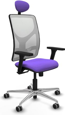 Piqueras y Crespo Arbeitsbankstuhl mit 3D-Armen, h&ouml;henverstellbarer Lendenwirbelst&uuml;tze und festem Kopfteil, ausgestattet mit 3 Positionen und Schneidschaum, Wei&szlig;/Lila