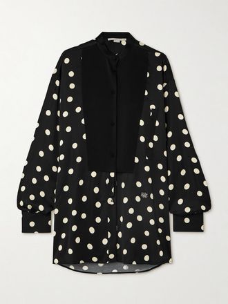 Stella McCartney Chemisier Oversize En Satin À Pois - Net Sustain - Noir