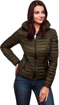 Marikoo B600 Veste mi-saison, matelassée, à capuche, pour femme, olive, XL
