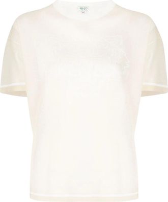 Kenzo Femme, Pulls, Blanc, Taille: 38 FR T-shirt Tricot Maille Logo Tigre Kenzo