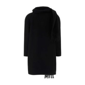 Balenciaga Oversized Wollmantel mit integriertem Schal - - Coats - Damen - Schwarzk - XS