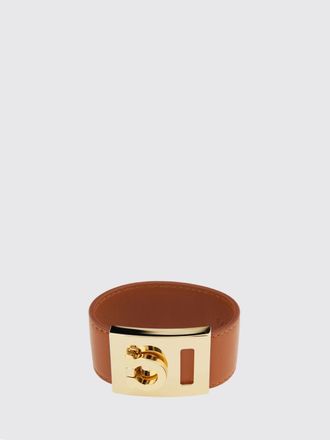Ferragamo Bracelet en cuir dagneau et laiton avec d&eacute;tail logo