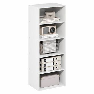 Furinno Basic 5-st&ouml;ckiges offenes Regal, B&uuml;cherregal, Aufbewahrungsorganizer, 29 x 42.2 x 110.9 cm, Wei&szlig;