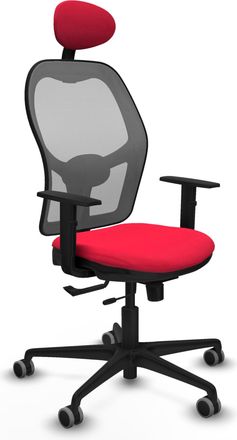 Piqueras y Crespo Roter Schreibtischstuhl Jorquera mit 1D-Armen, h&ouml;henverstellbarer Lendenwirbelst&uuml;tze und festem Kopfteil, ausgestattet mit Syncro/Traslack und injizie