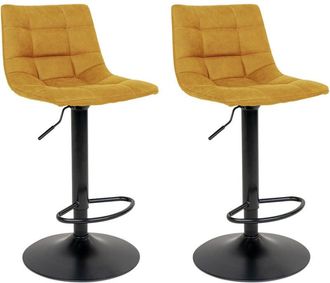 Altobuy Altobuy - magnus - Lot de 2 Tabourets Acier et Tissu Jaune Moutarde