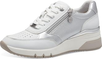 s.Oliver Damen Wedge Sneaker zum Schnüren mit Reißverschluss, Weiß (White/Silver), 39 EU