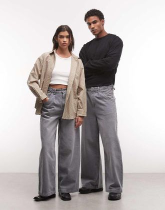Collusion Unisex XL Baggy-Jeans in Stone-Waschung-Grau