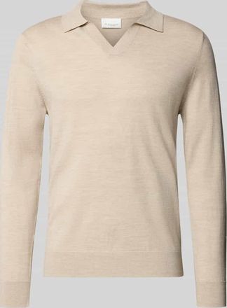 Profuomo Strickpullover mit Polokragen und V-Ausschnitt