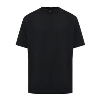 Brioni Homme, Tops, Noir, Taille: XL T-shirt en coton avec logo