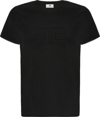 Elisabetta Franchi Femme, Tops, Noir, Taille: 38 FR T-shirt en jersey &agrave; manches courtes