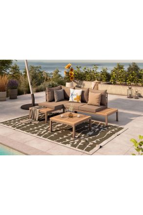 ambia GARDEN Loungegarnitur, Braun, Akazie, Holz, Metall, Akazie, vollmassiv, F&uuml;llung: Komfortschaum,Faserb&auml;llchen, L-Form, einzeln stellbar, 207x138 cm, Fsc, Bsci