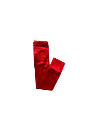 Alexander McQueen Red Silk Pants with Contrast Piping Size L