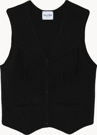 Kujten Veste cachemire sans manche à franges, 4 fils - Veste Thelma