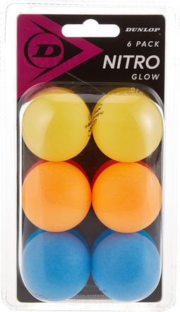 Dunlop Dunlop Sports Nitro Glow 6 Tischtennisbälle gelb, orange und blau, 6er Pack Bälle, Bunte TT Bälle für Anfänger und Hobby Spieler, Einheitsgröße