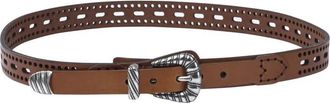 Etro Etro G&uuml;rtel - Leather Belt With Perforated Details - Gr. 80 - in Braun - f&uuml;r Damen