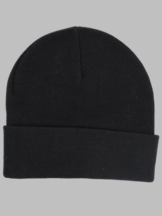 Palm Angels Mens Beanie With Logo Black Cotton Blend Hat