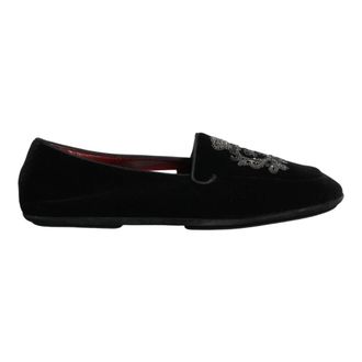 Dolce & Gabbana Velvet Crown Embroidery Loafers - - Shoes - Herren - Schwarzk - 44 EU