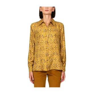 Momoni Gelbes Seidenmusterhemd - - Blouses & Shirts - Damen - Gelb - XL