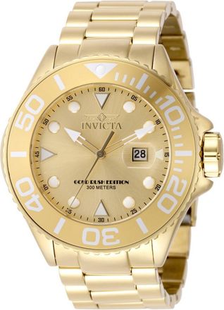 Invicta Grand Diver 48613 Herrenuhr - Quarzwerk - Edelstahl mit goldenem Zifferblatt - 52 mm