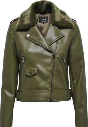 Only Damen Onlvilhelma Faux Leather Biker OTW Jacke, Braun, XS
